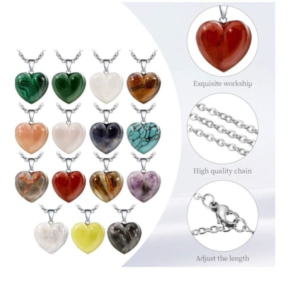 Handmade | Jewelry | 5 Types Heart Shape Crystal Necklace Heart Shaped ...